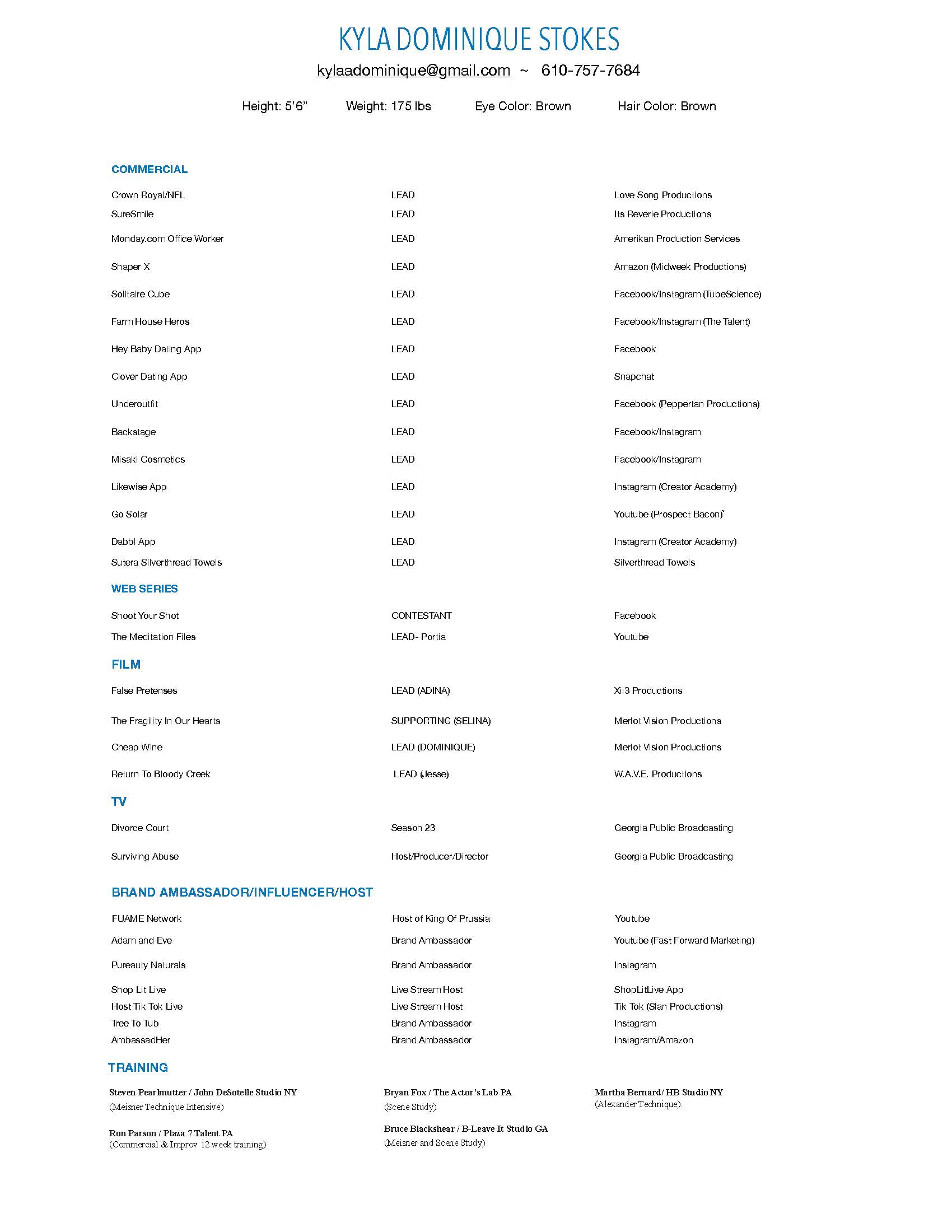 Actor | Kyla Dominique Stokes